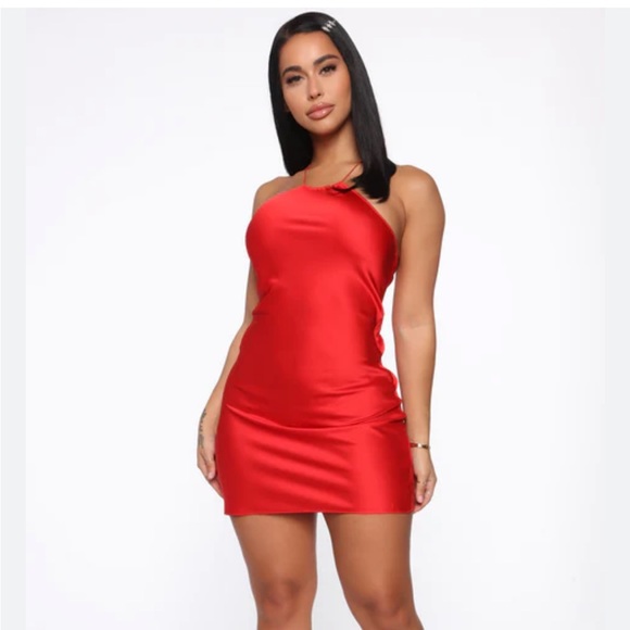 Dresses | Red Satin Cocktail Dress | Poshmark